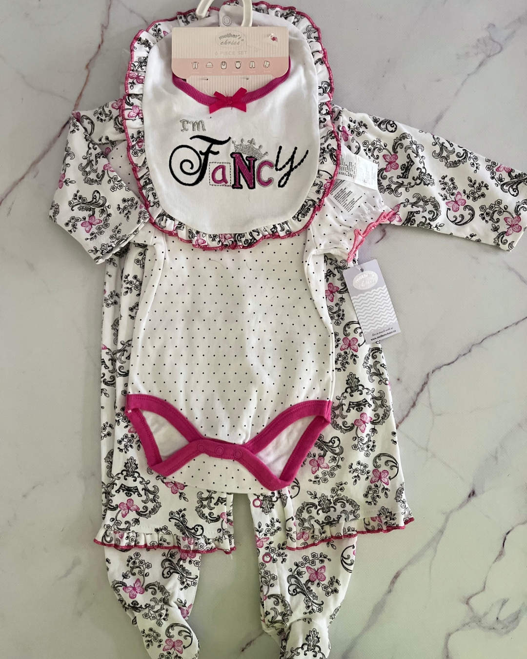 *NEW* Mothers Choice white bib, baby grow, pants, onesie, socks and ...