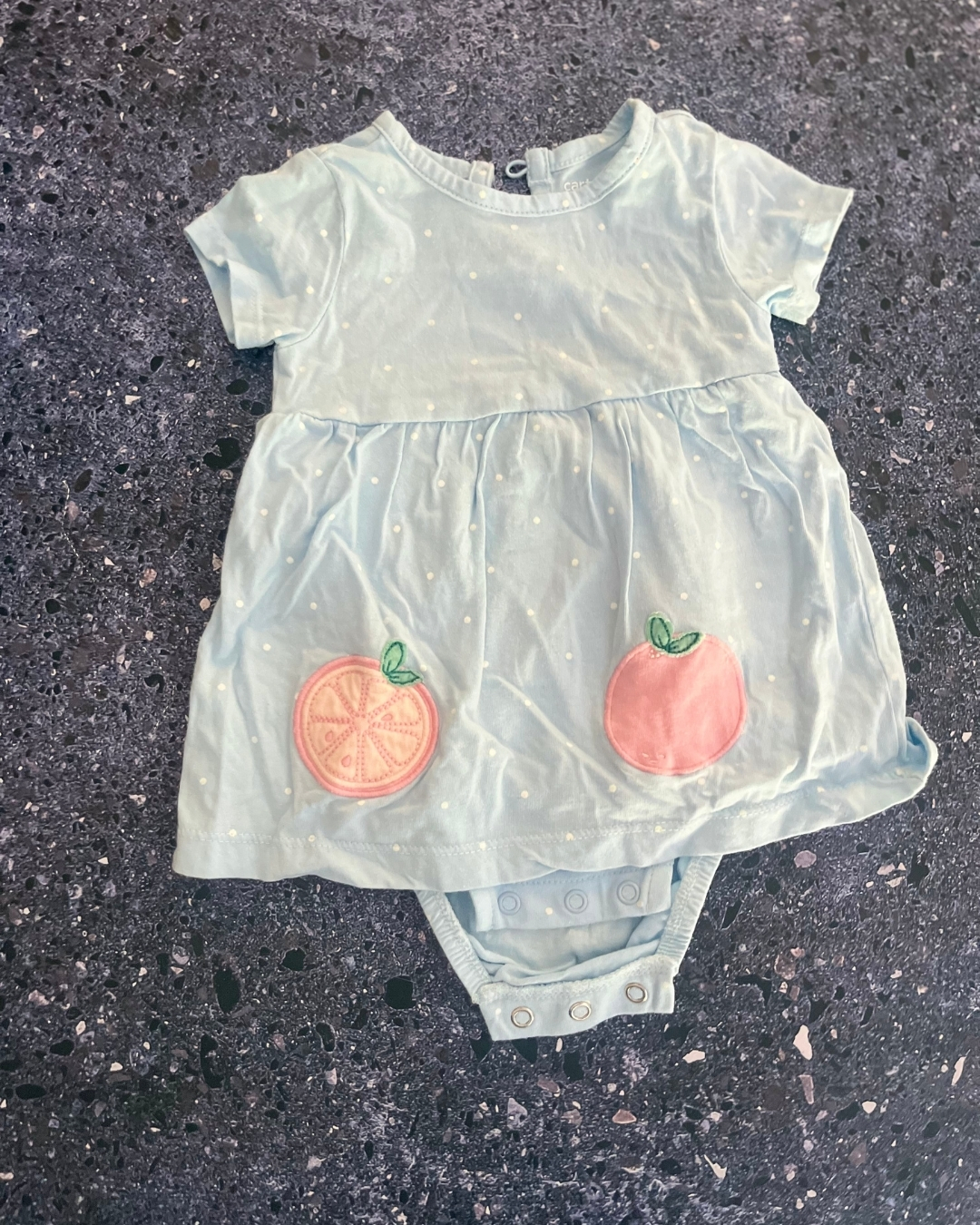 Carters blue polka dot tomato baby grow 6M – Nearly New Kids