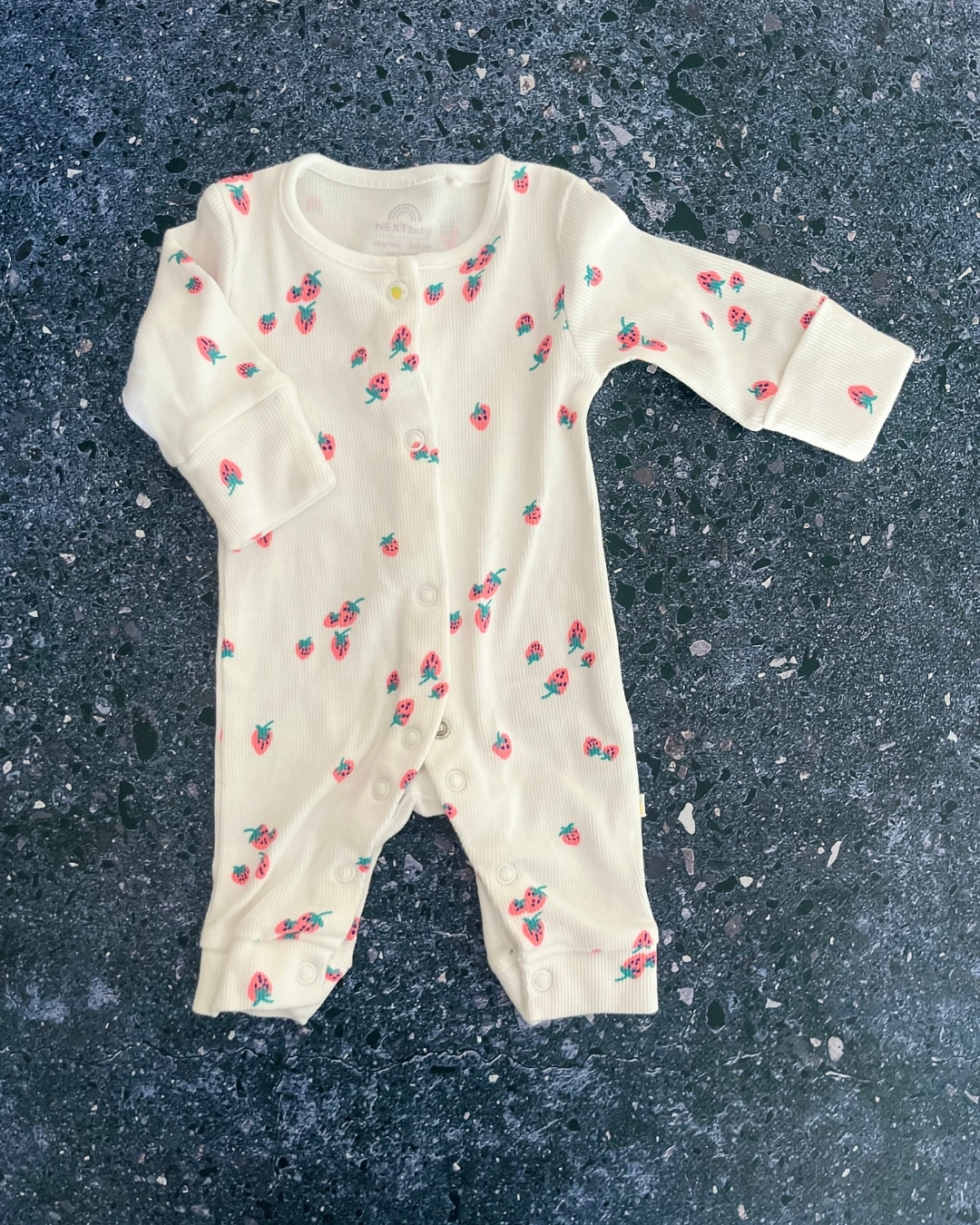 Next white ribbed strawberries romper Newborn – Nearly New Kids
